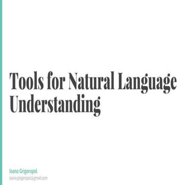 Tools for natural language understanding | PPTX