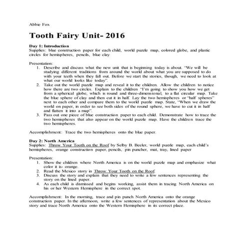 Tooth fairy unit | PDF