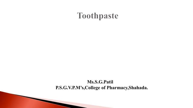 Tooth paste formulation | PPTX