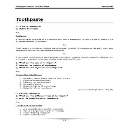 A handnote on "Toothpaste" | PDF