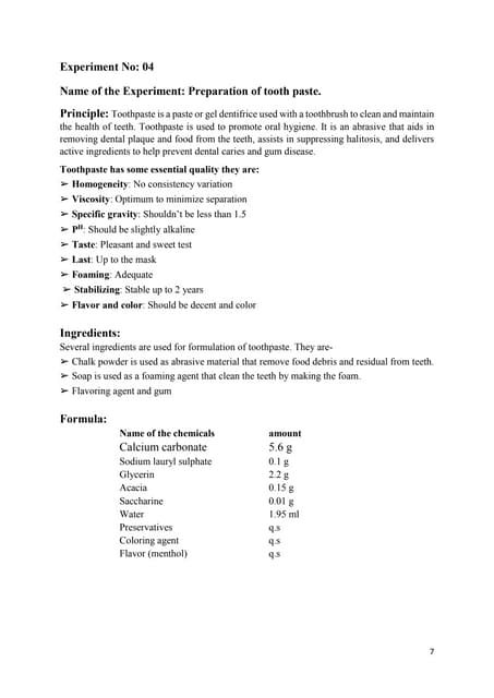 Tooth paste formulation | PPTX