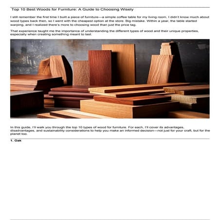 Top 10 Best Woods for Furniture: A Guide to Choosing Wisely | PDF