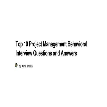 Top 10 Project Management Behavioral Interview Questions and Answers | PPTX