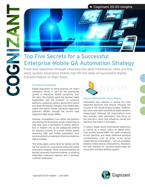 Integrated Mobility QA: A Strategic Business Enabler for Enhancing End ...