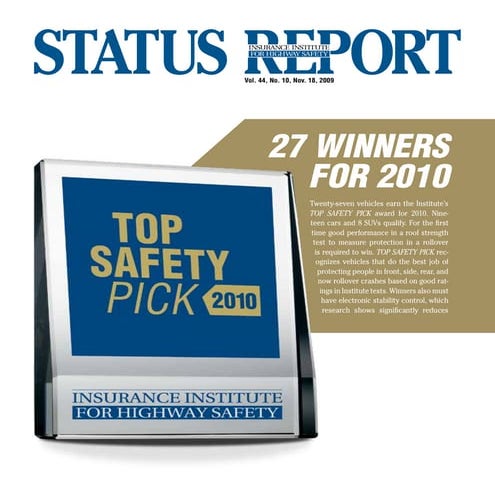 Top Safety Picks 2010 Vehicles Iihs | PDF