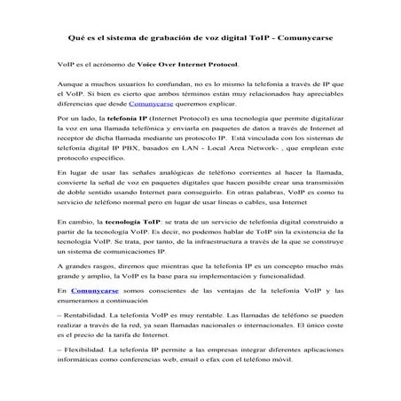ToIP voIP - Comunycarse | DOC