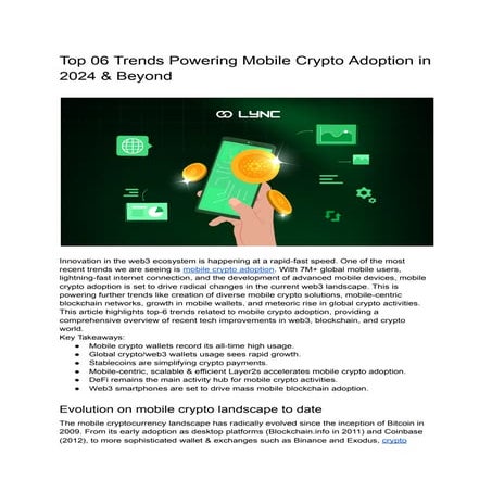 6 Key Trends Driving Mobile Crypto Adoption in 2024 and Beyond | PDF