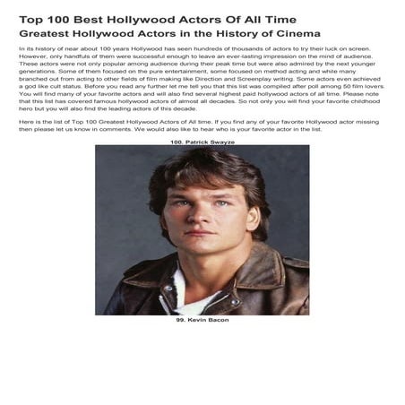 Top 100 best hollywood actors of all time copied by samir rafla from im ...