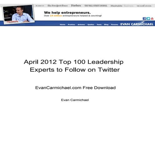Top 100 Leadership Experts To Follow On Twitter | PDF