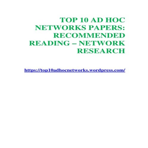 TOP 10 AD HOC NETWORKS PAPERS: RECOMMENDED READING – NETWORK RESEARCH | PDF | Computer ...