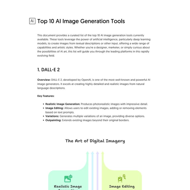 Ultimate Top 10 AI Image Generation Tools 2025 | PDF