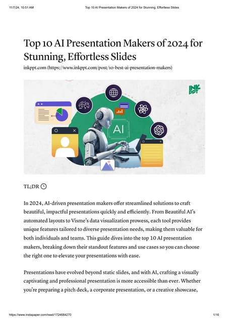 AI PPT Maker is a free tool that lets you create stunning PowerPoint ...
