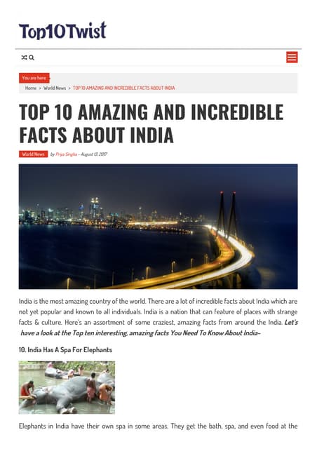 Interesting facts about India | PPT