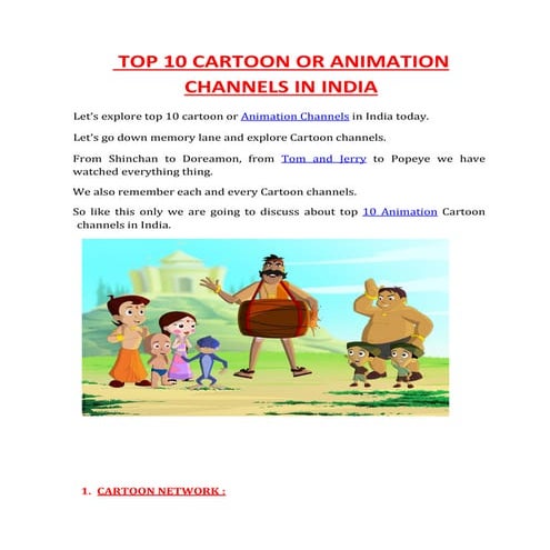 TOP 10 CARTOON OR ANIMATION CHANNELS IN INDIA | PDF