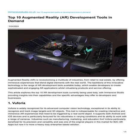 Top 10 Augmented Reality AR Development Tools in Demand | PDF
