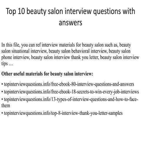 Top 10 beauty salon interview questions with answers | PPT