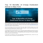 Top 10 benefits of dedicated server in new york
