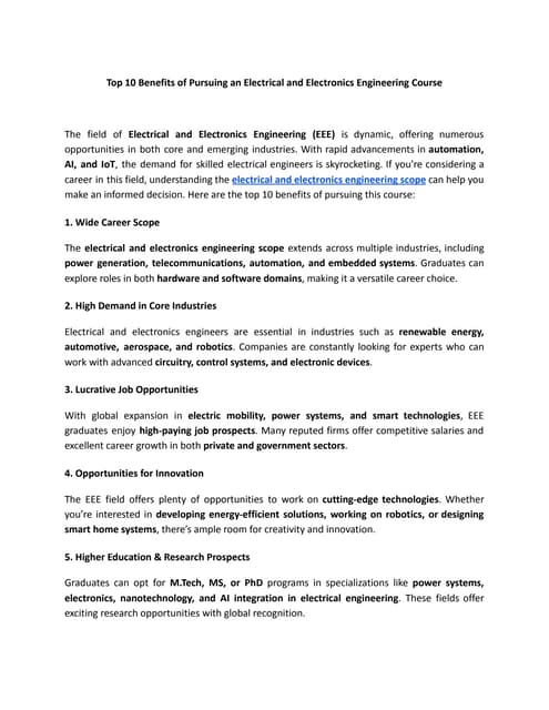 Introduction to Electrical Engineering branch of Engineering | PPTX