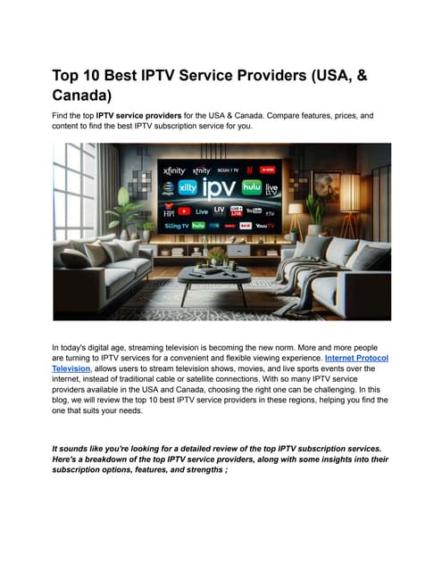 Best IPTV Services Provider – Top Choice for 4k Streaming | PDF
