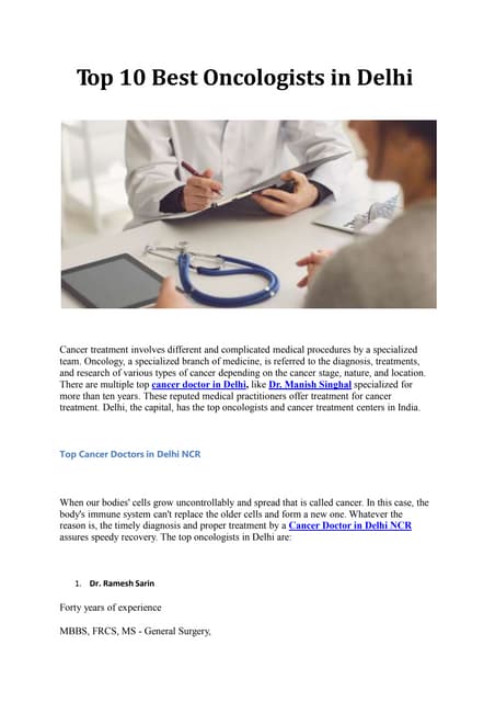 Cancer Specialist in Delhi | Dr. Ajay Gogia | Fightcancers | PPTX