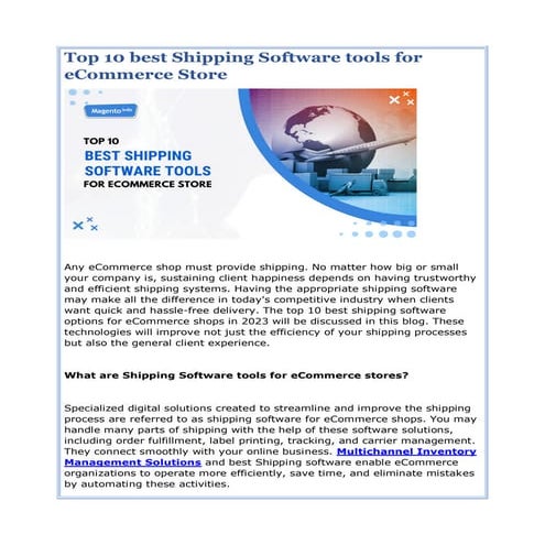 Top 10 Best Shipping Software tools for eCommerce Store | PDF