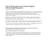 Top 10 challenges faced in buyer supplier relationship management