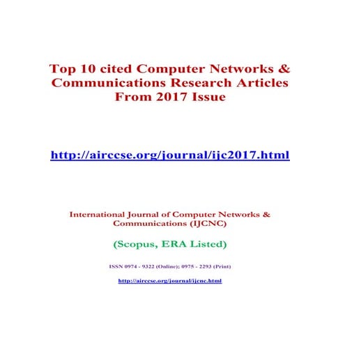 Top 10 cited Computer Networks & Communications Research Articles From 2017 Issue | PDF