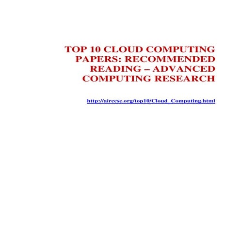 Top 10 cloud computing papers | PDF
