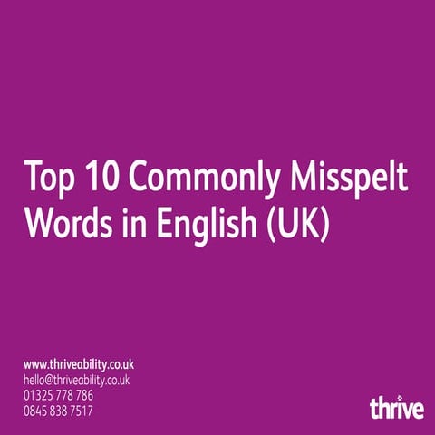 Top 10 Commonly Misspelt Words in English (UK) | PPT