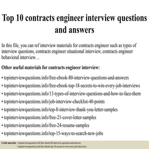Top 10 contracts engineer interview questions and answers | PPTX