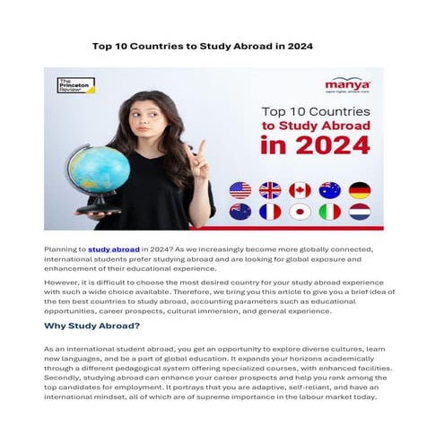Top 10 Countries To Study Abroad In 2024 Pdf
