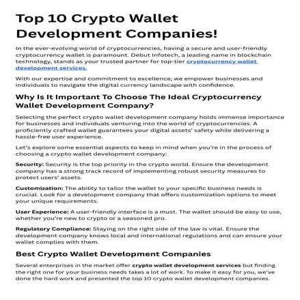Strategic Insights into Crypto Wallet Development Company Initiatives | PDF