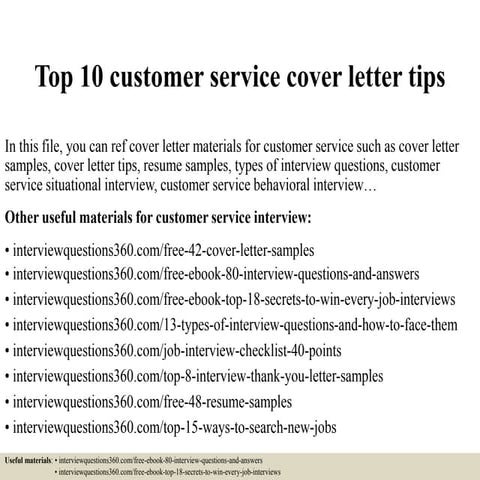 Top 10 customer service cover letter tips | PPTX
