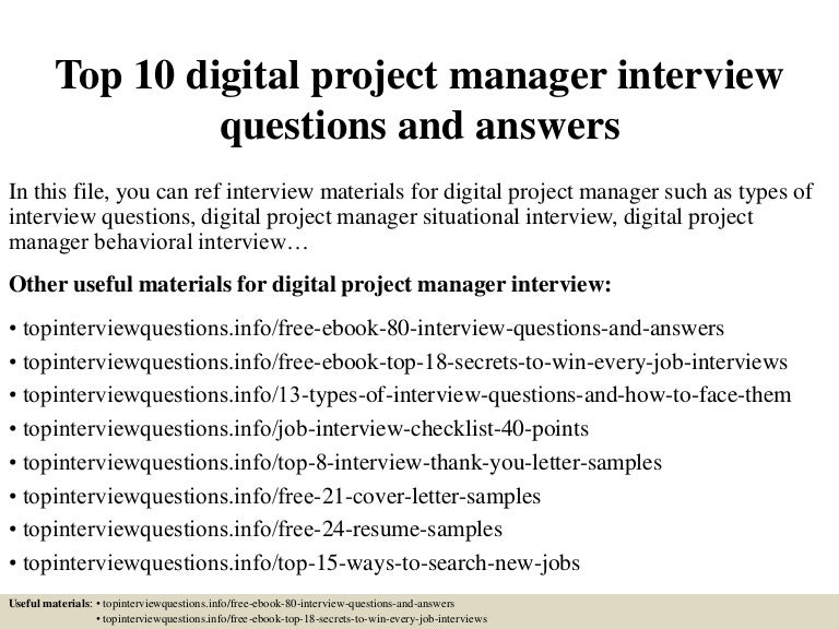 Top 10 Digital Project Manager Interview Questions And Answers top-10-digital-project-manager-interview-questions-and-answers