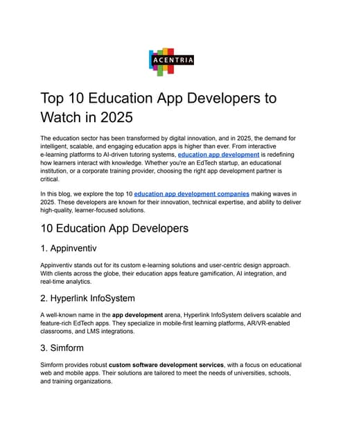 TechAhead_Educational_App_Development.pptx | Virtual Reality | Technology & Computing