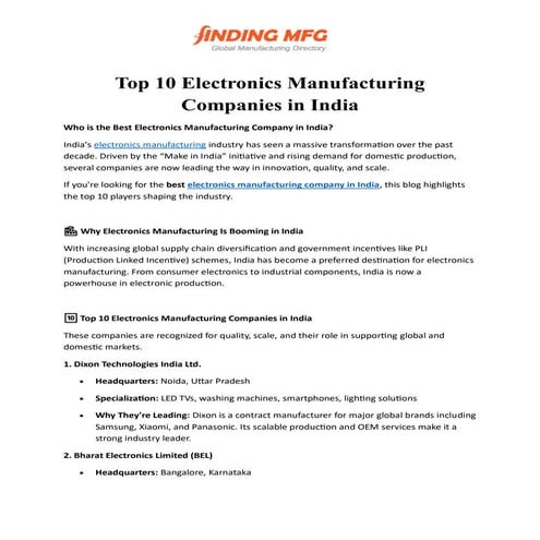 Top 10 Electronics Manufacturing Companies in India.pdf