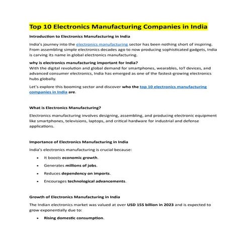 Top 10 Electronics Manufacturing Companies in India 2025.pdf