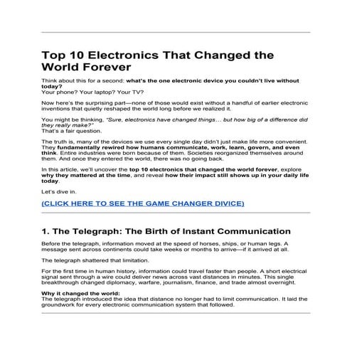 Top 10 Electronics That Changed the World Forever | DOCX