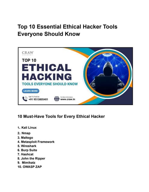 Top Ethical Hacking Tools in the Industry | PDF | Computing ...