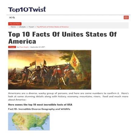 Top 10 facts of unites states of america | PDF | North America Travel ...