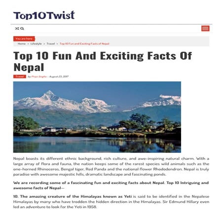 Top 10 fun and exciting facts of nepal | PDF