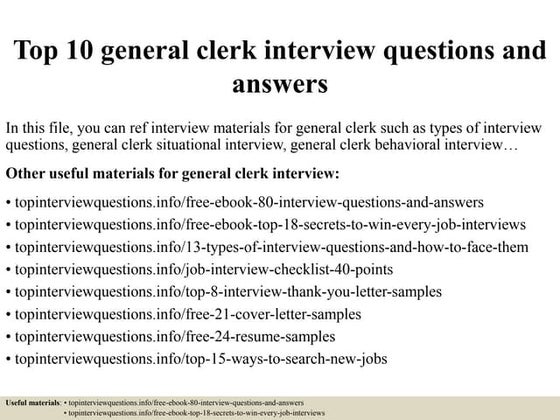 Top 10 debtors clerk interview questions and answers | PPT