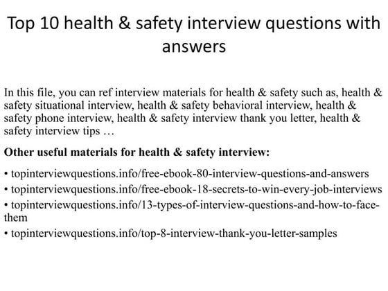 17 most important questions to ask about health and safety in the ...