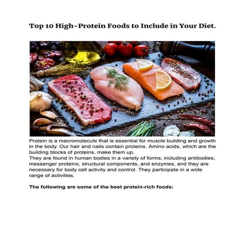Top 10 high protein foods to include in your diet | PDF