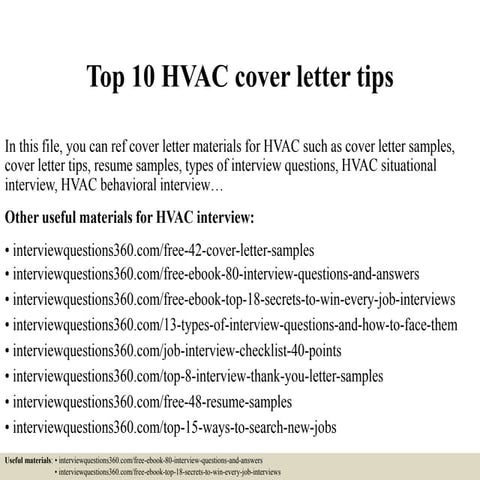 Top 10 hvac cover letter tips | PPTX