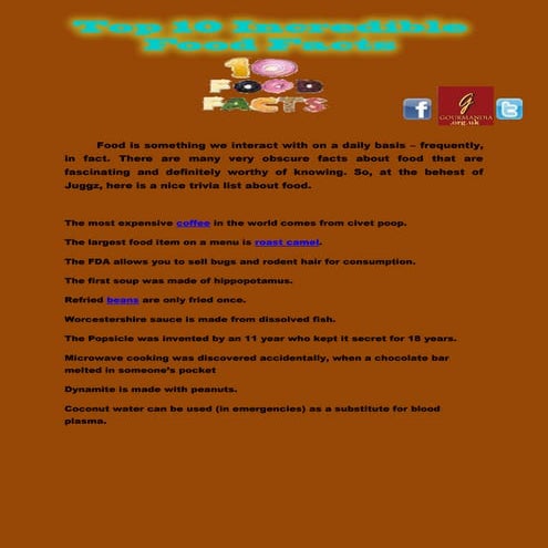 Top 10 incredible food facts | DOCX