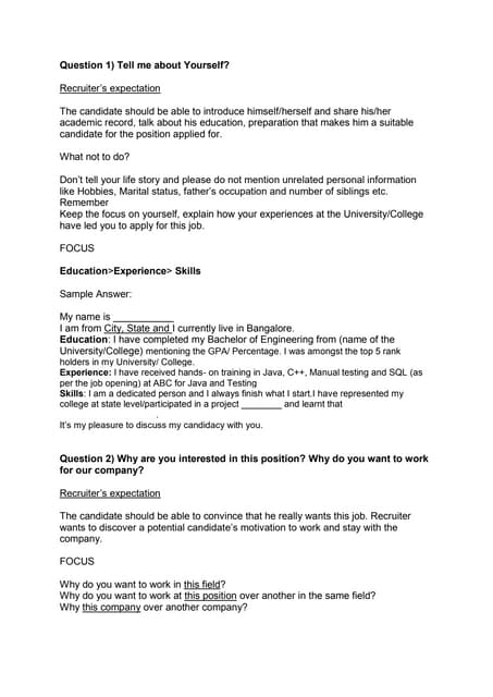 Top 10 Interview Questions and Answers | PPTX