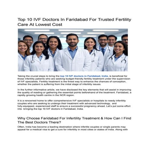 IVF Overview | World Fertility Services.... | PDF