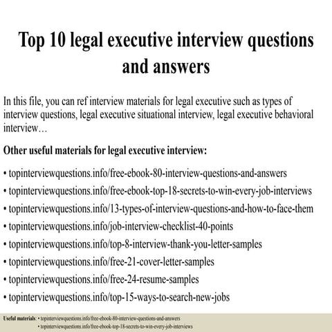 Top 10 legal executive interview questions and answers | PPTX