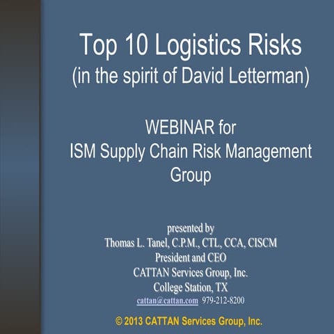 Top 10 Logistics Risks in the Spirit of David Letterman | PPTX